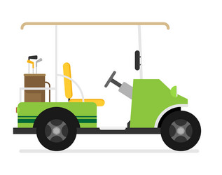 Flat golf car isolated on white background Vector Image