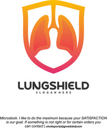 Lungs shield logo health template Royalty Free Vector Image