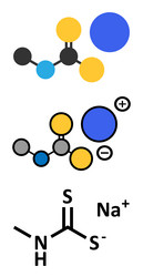 Metam sodium pesticide molecule skeletal formula Vector Image