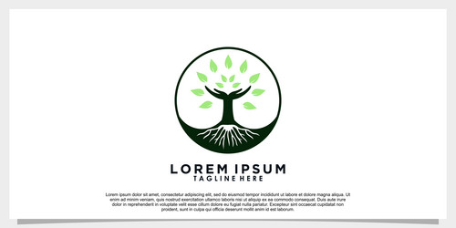 Tree life and roots logo design with template Vector Image