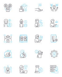 Feminine professions linear icons set nurse Vector Image