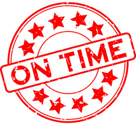 Grunge black on time word rubber seal stamp Vector Image