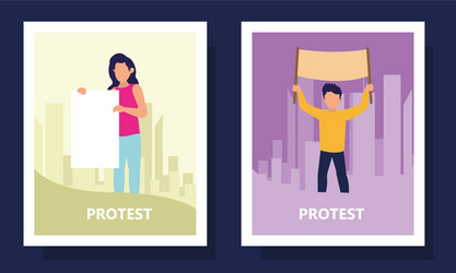 Protest banner and megaphone in frames Royalty Free Vector