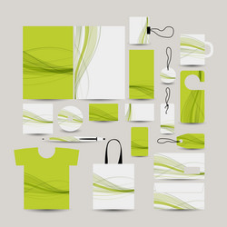 Green wavy business stationery set template Vector Image