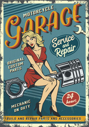 Retro car service sign Royalty Free Vector Image