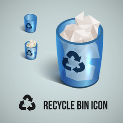 Blue color recycle bin icon Royalty Free Vector Image
