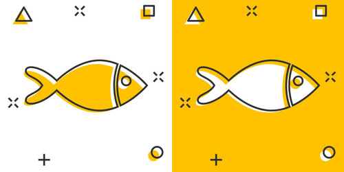 Fish sign icon in comic style goldfish cartoon Vector Image