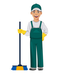 Cleaning service concept cheerful cartoon Vector Image