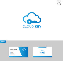 Cloud key logo design free business card template Vector Image