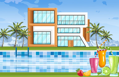 Modern house with swimming pool architecture Vector Image