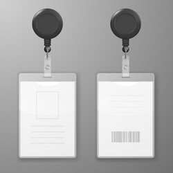 Realistic blank office id cards set with round Vector Image