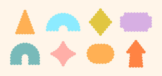 Frames scalloped corrugated shapes set Royalty Free Vector