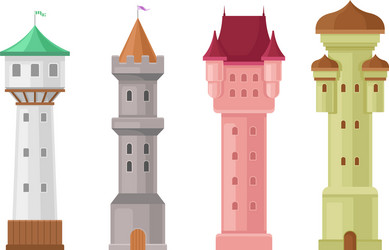 High stone towers with castellation walls Vector Image