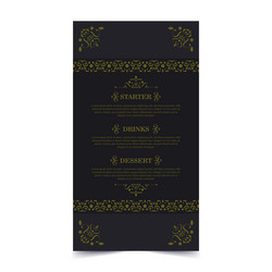 Luxury menu layout with ornamental elements Vector Image