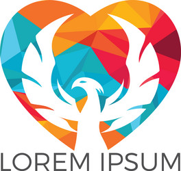 Phoenix heart logo design Royalty Free Vector Image