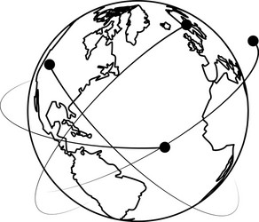 World earth cartoon isolated in black and white Vector Image