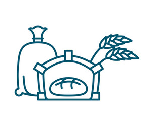 Bread in oven line icon sign for production Vector Image