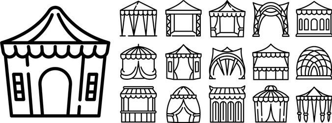 Canopy icon set simple style Royalty Free Vector Image