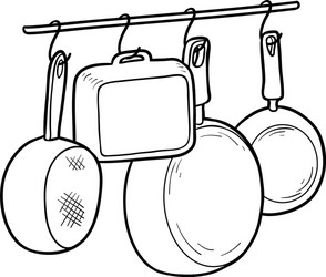 Coloring book two pans Royalty Free Vector Image