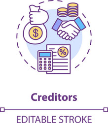Debtor income concept icon Royalty Free Vector Image