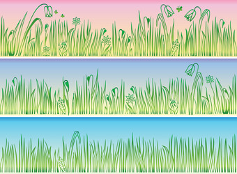 Green grass lines brush stroke on white background