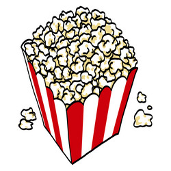 Popcorn box red white strip cinema snack drawing Vector Image