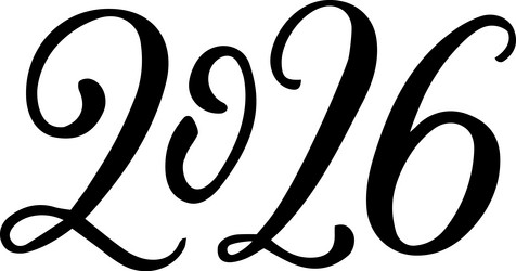 2026 Handwritten Font - Black & White Vector Image