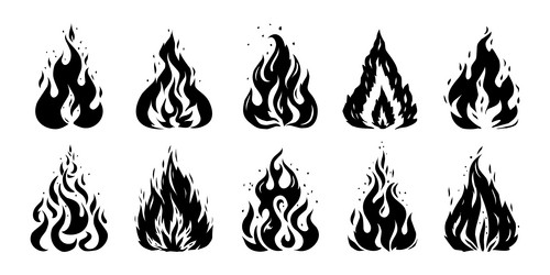 Hand drawn flame vintage sketch of devils fire Vector Image