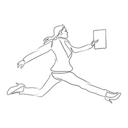 Horse run line art drawing style Royalty Free Vector Image