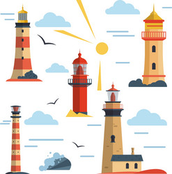 Lighthouse colored icons set - lighthouses Vector Image