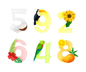 Bright summer numbers with sunny season attributes