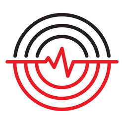 Circle target epicenter location and ekg icon Vector Image
