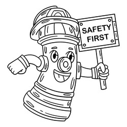 Firefighter fire hydrant coloring page for kids Vector Image
