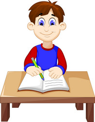 Boy writing on blackboard Royalty Free Vector Image