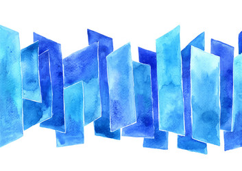 Blue square shape watercolor hand painting Vector Image