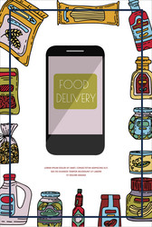 Doodle grocery store products for business Vector Image