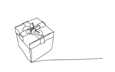 Gift box line drawing style continuous one line Vector Image