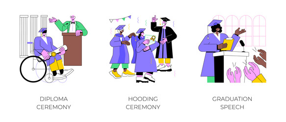 Graduation ceremony isolated cartoon Royalty Free Vector