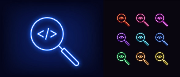 Outline magnifier icon with editable stroke Vector Image