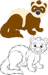 Funny cartoon polecat head logo line stle Vector Image