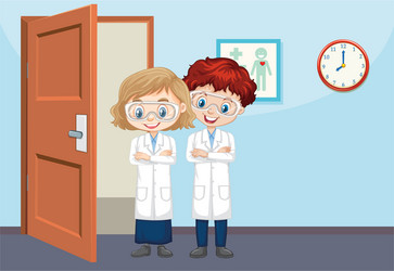 Male scientist standing in room Royalty Free Vector Image