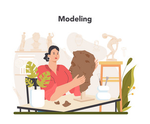 Professional sculptor concept creating sculpture Vector Image