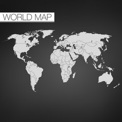 Greyscale world map on black background Royalty Free Vector