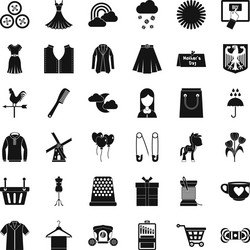 Fashion dress icons set simple style Royalty Free Vector