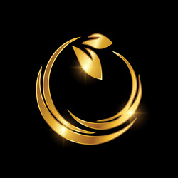 Golden leaf logo icon Royalty Free Vector Image