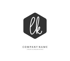 L k lk initial letter handwriting and signature Vector Image