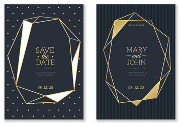 Luxury elegant wedding invitation set Royalty Free Vector