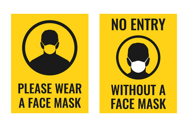 No facemask entry sign information warning Vector Image