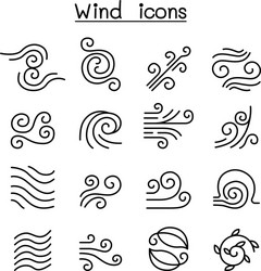 Wind icon set in thin line style Royalty Free Vector Image