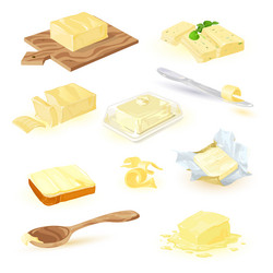 Cartoon butter on cutting board Royalty Free Vector Image